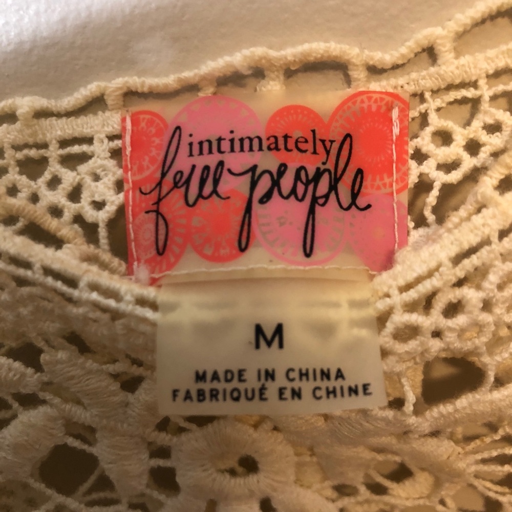 Free People Intimately See Through Lace Cream Top - Gem